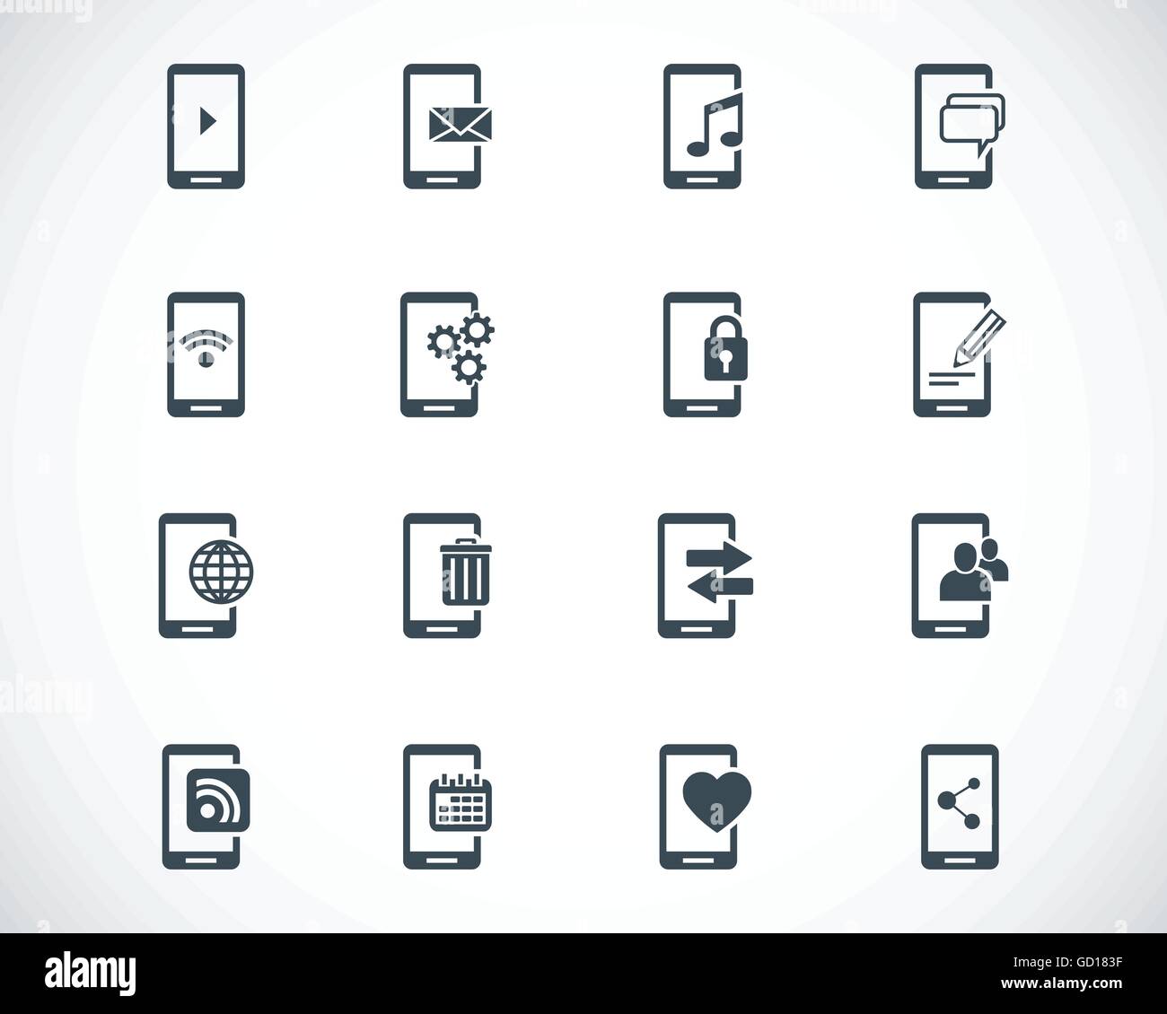 Vector black mobile icons set Stock Vector Image & Art - Alamy