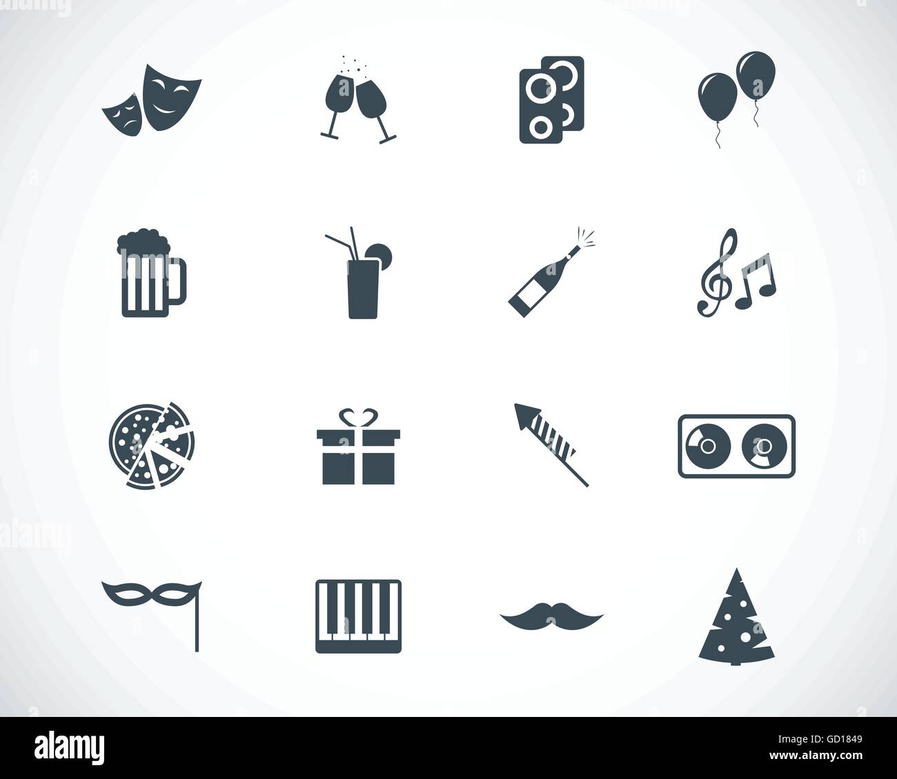 Vector black party icons set Stock Vector Image & Art - Alamy