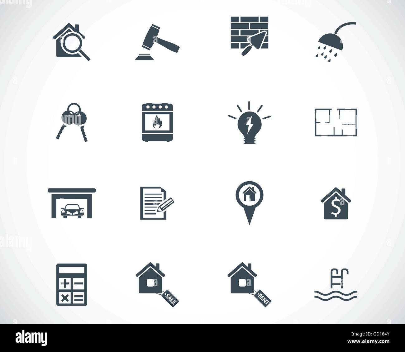 Vector black rea estatel icons set Stock Vector Image & Art - Alamy