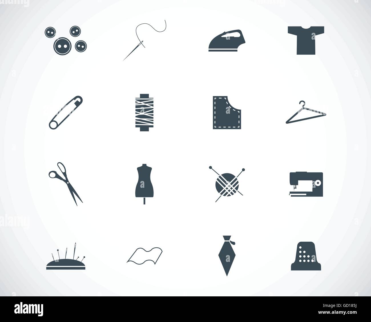 Vector Black Sewing Icons Set Stock Vector Image And Art Alamy