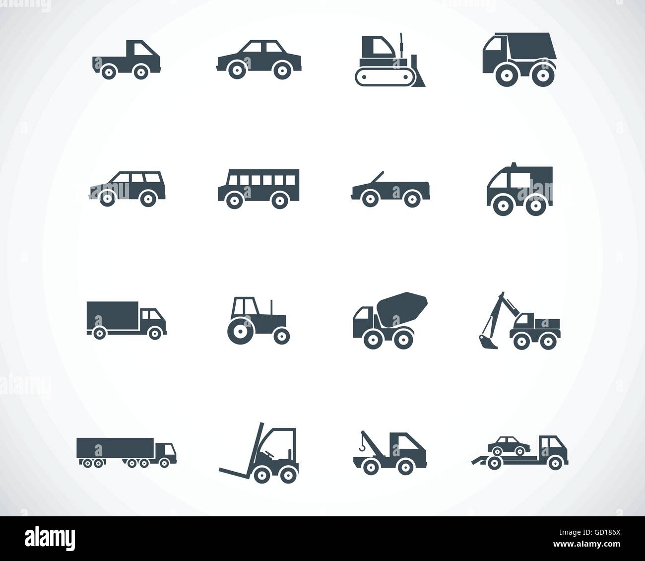 Vector black vehicle icons set Stock Vector Image & Art - Alamy