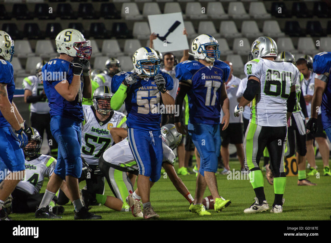 American football final game between Sharks Palermo and Knights ...