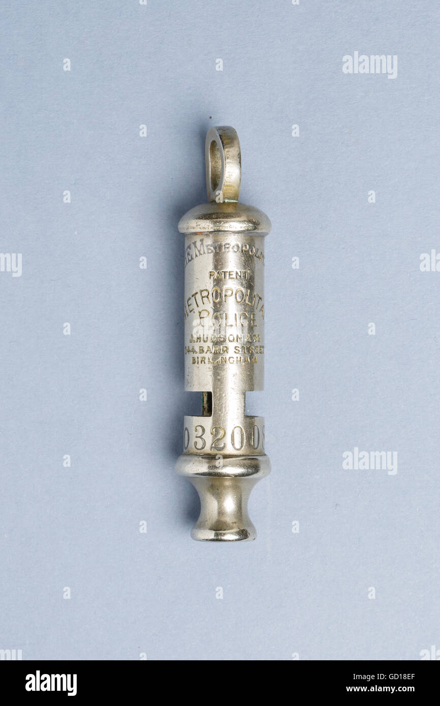 Police whistle, Metropolitan Police (London), made by Hudson and Sons ...