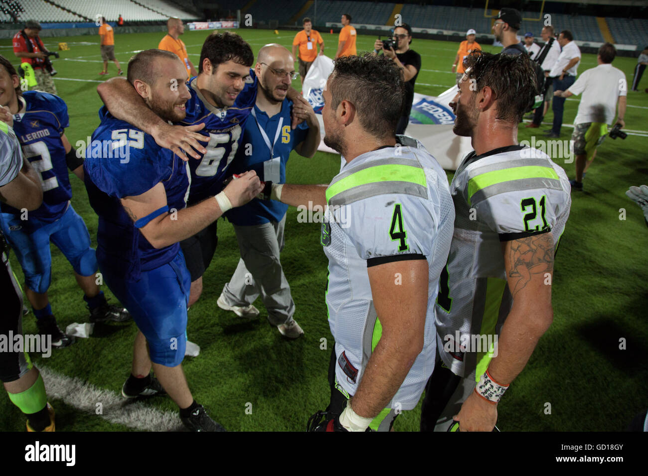 American football final game between Sharks Palermo and Knights ...