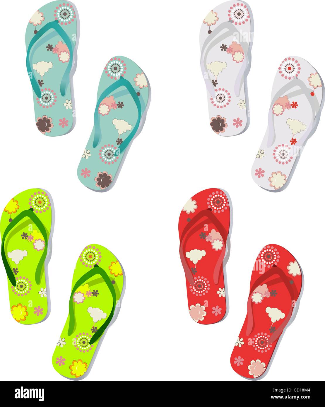 set of colorful fun flip flops illustration Stock Vector Image & Art ...