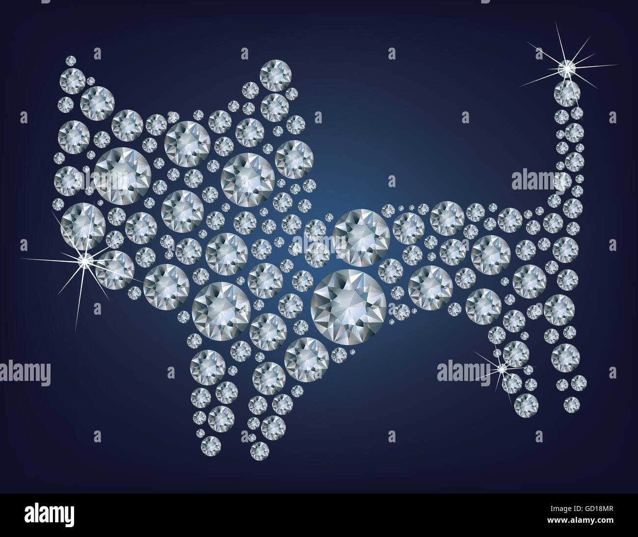 Vector shiny diamond cat on black background Stock Vector Image & Art ...