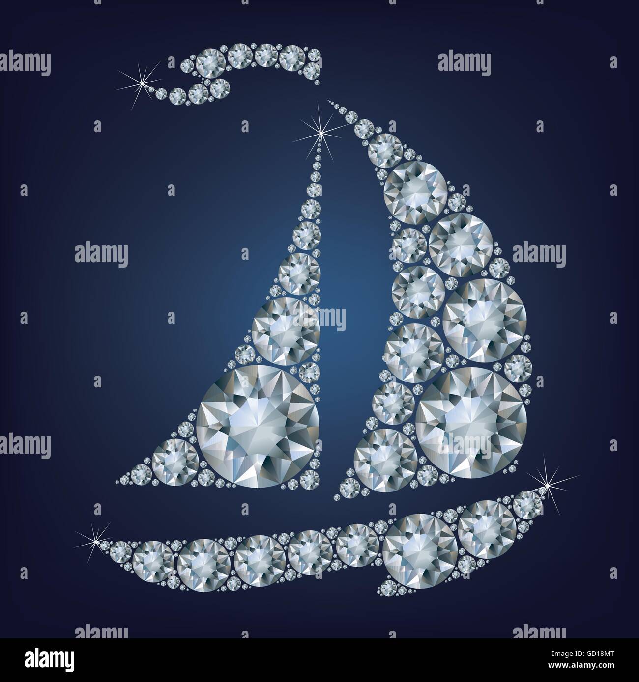 Ship made up a lot of diamonds on the black background Stock Vector ...