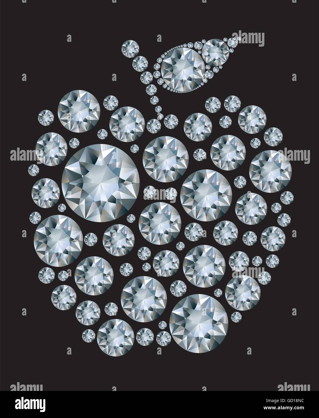 Vector illustration Diamond apple on black background Stock Vector ...