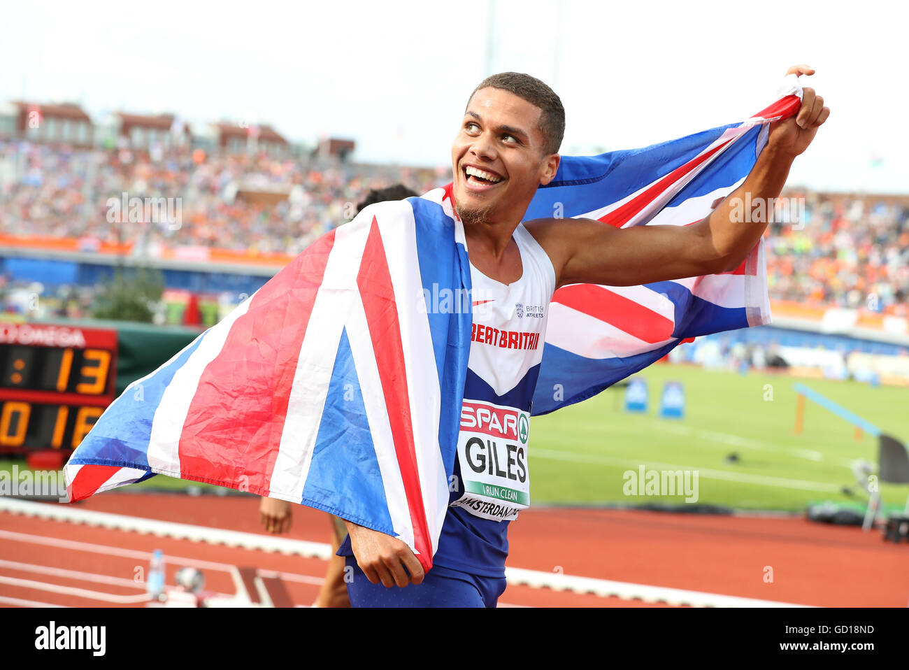 Great Britain's Elliot Giles celebrates after finishing third in the ...