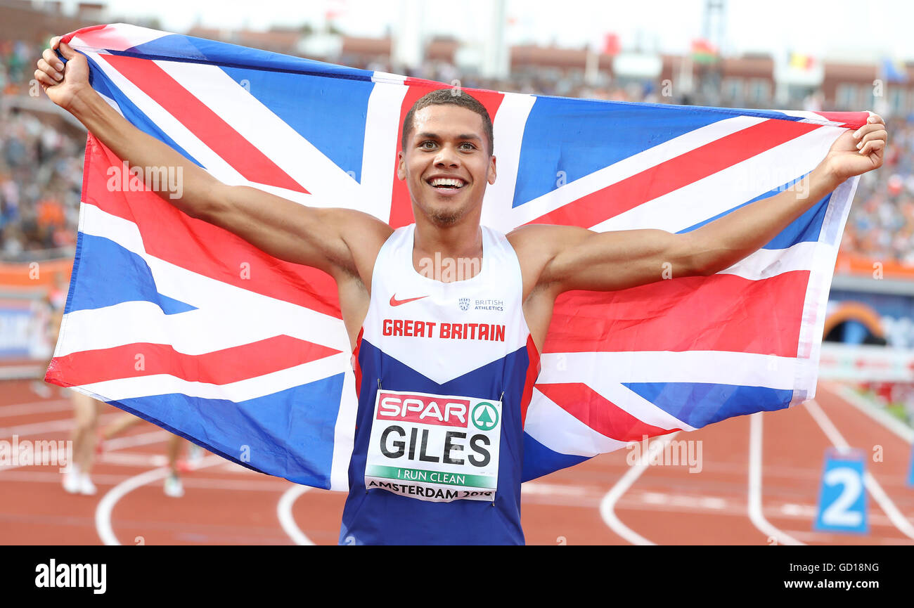 Great Britain's Elliot Giles celebrates after finishing third in the ...