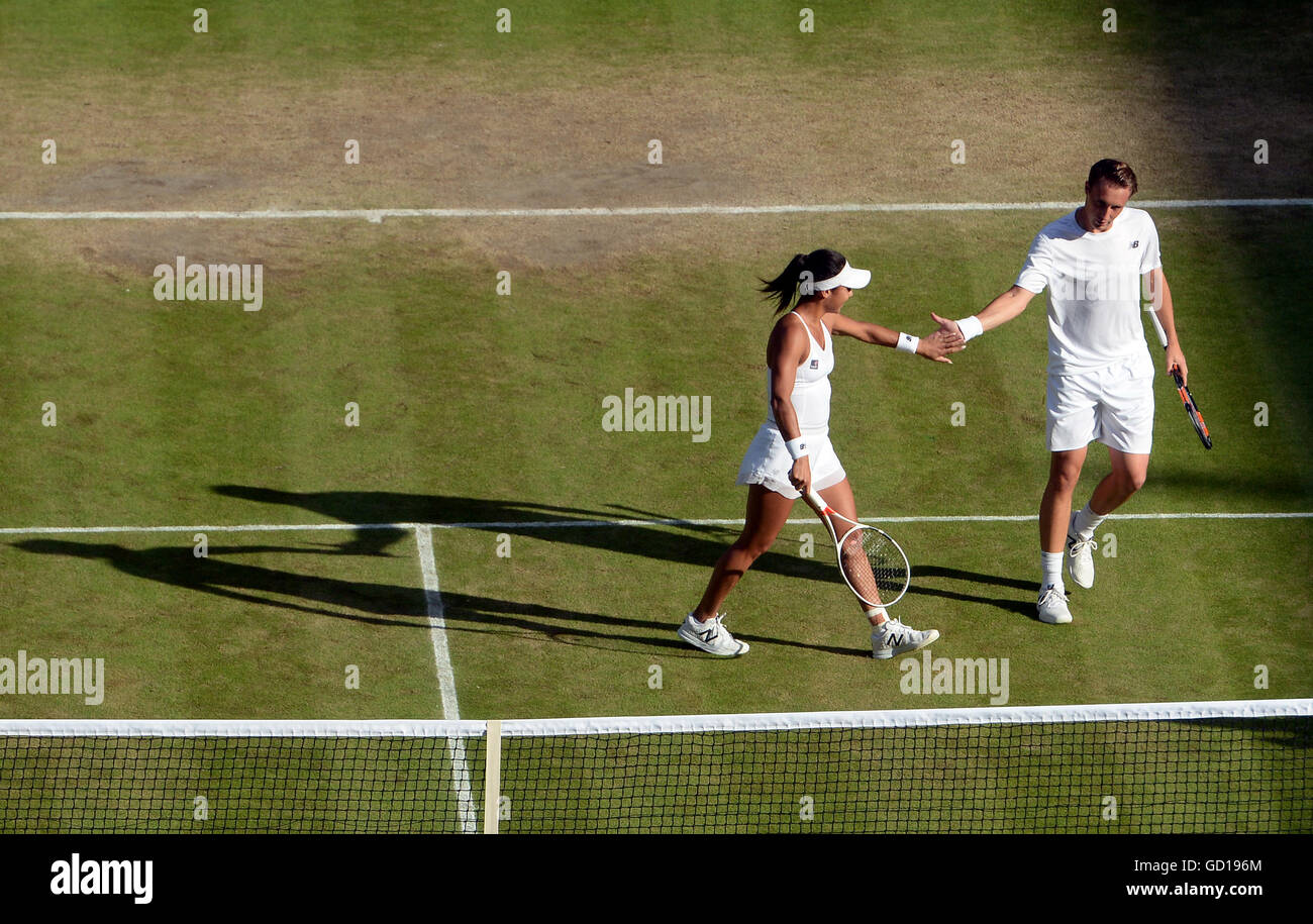 Heather Watson during the mixed doubles final with partner Henri ...