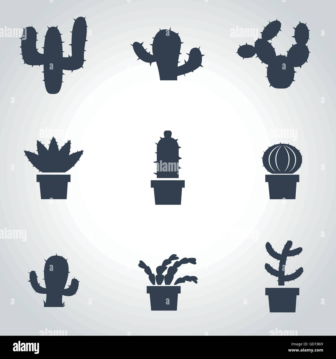 Vector black cactus icon set Stock Vector Image & Art - Alamy