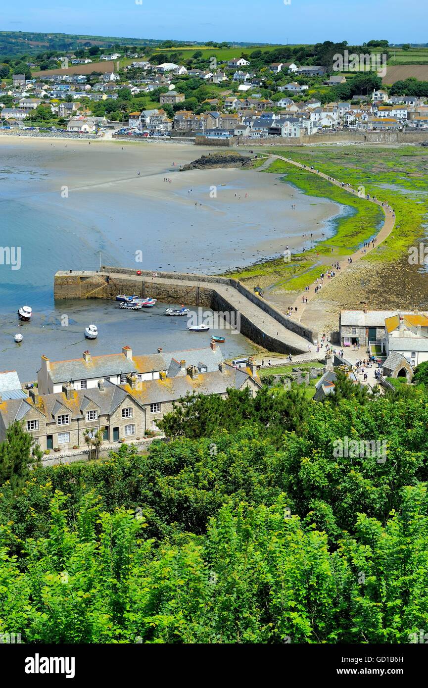 A view of Marazion and the stone causeway to St Michael's Mount ...