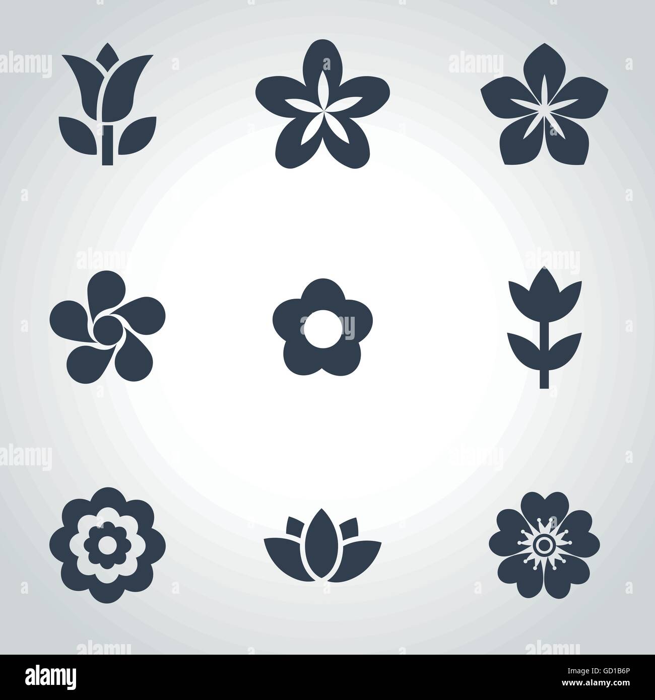 Vector black flowers icon set Stock Vector Image & Art - Alamy