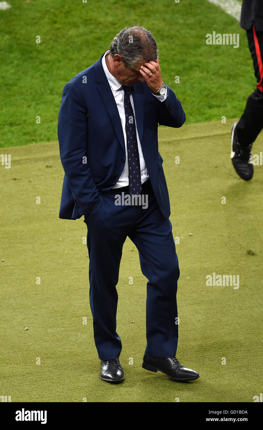 Portugal manager Fernando Santos appears dejected during the UEFA Euro ...