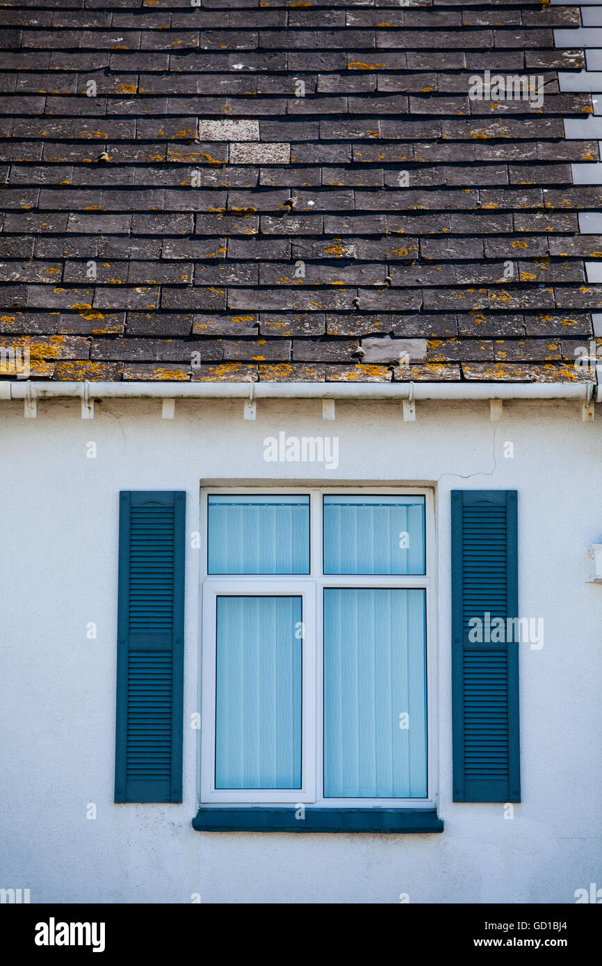 Color image of a blue window of an old house Stock Photo - Alamy