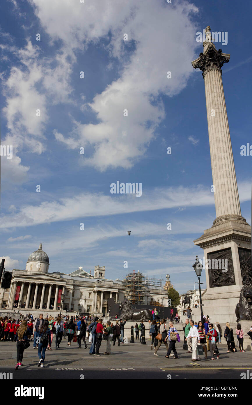 LONDON, UNITED KINGDOM - SEPTEMBER 11 2015: Nelson Statue and column in ...
