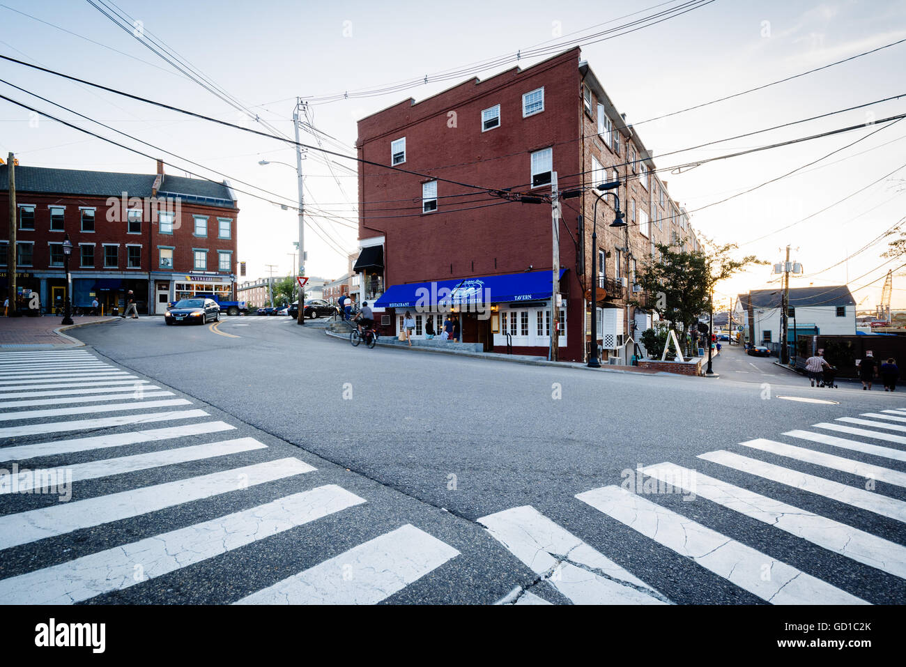 Intersection in downtown Portsmouth, New Hampshire Stock Photo - Alamy
