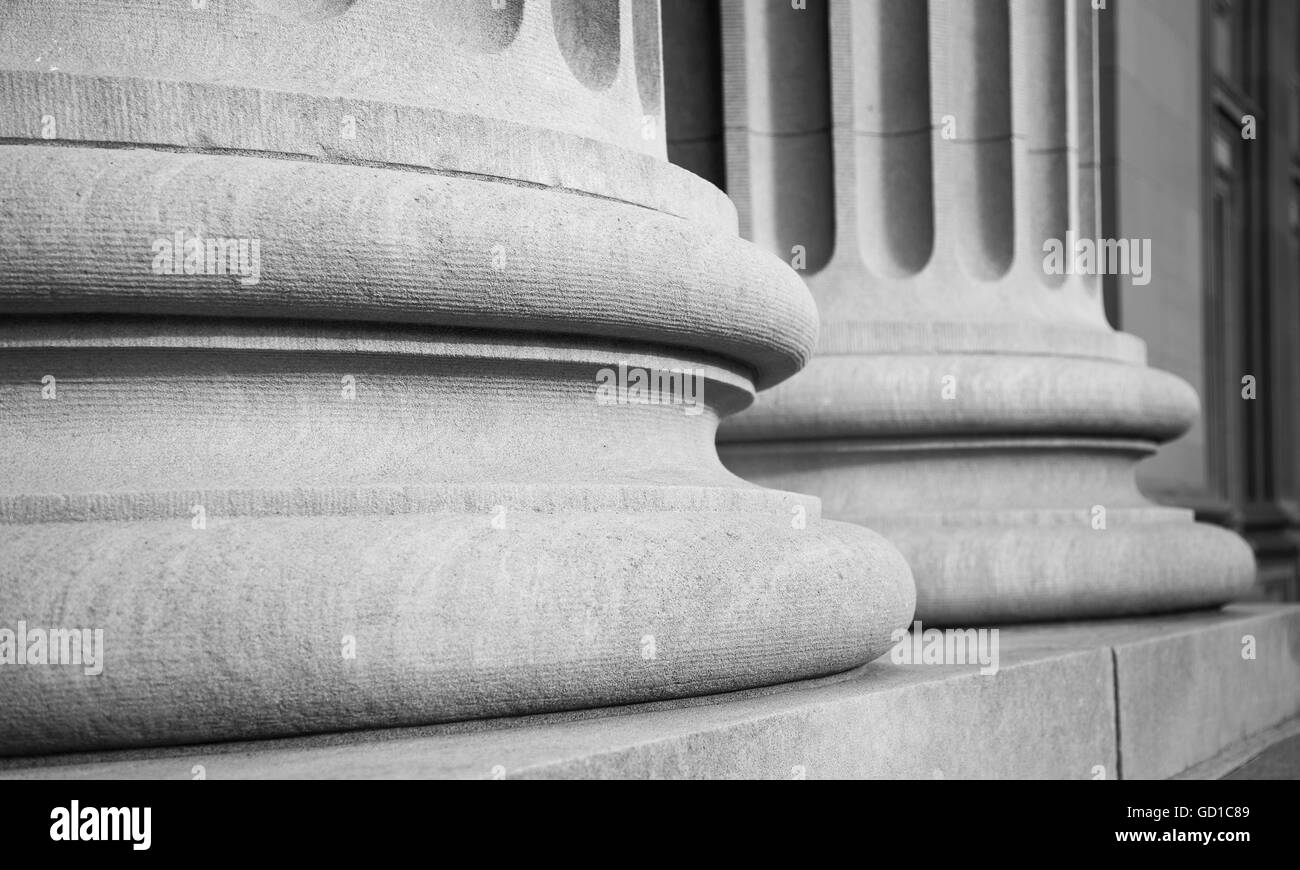 Architectural Columns in a Classic Federal Buuilding in Black and White ...