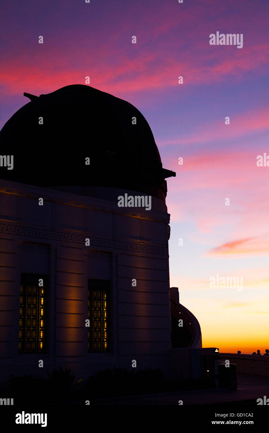 Griffith Observatory in Los Angeles Hollywood California at Sunset ...