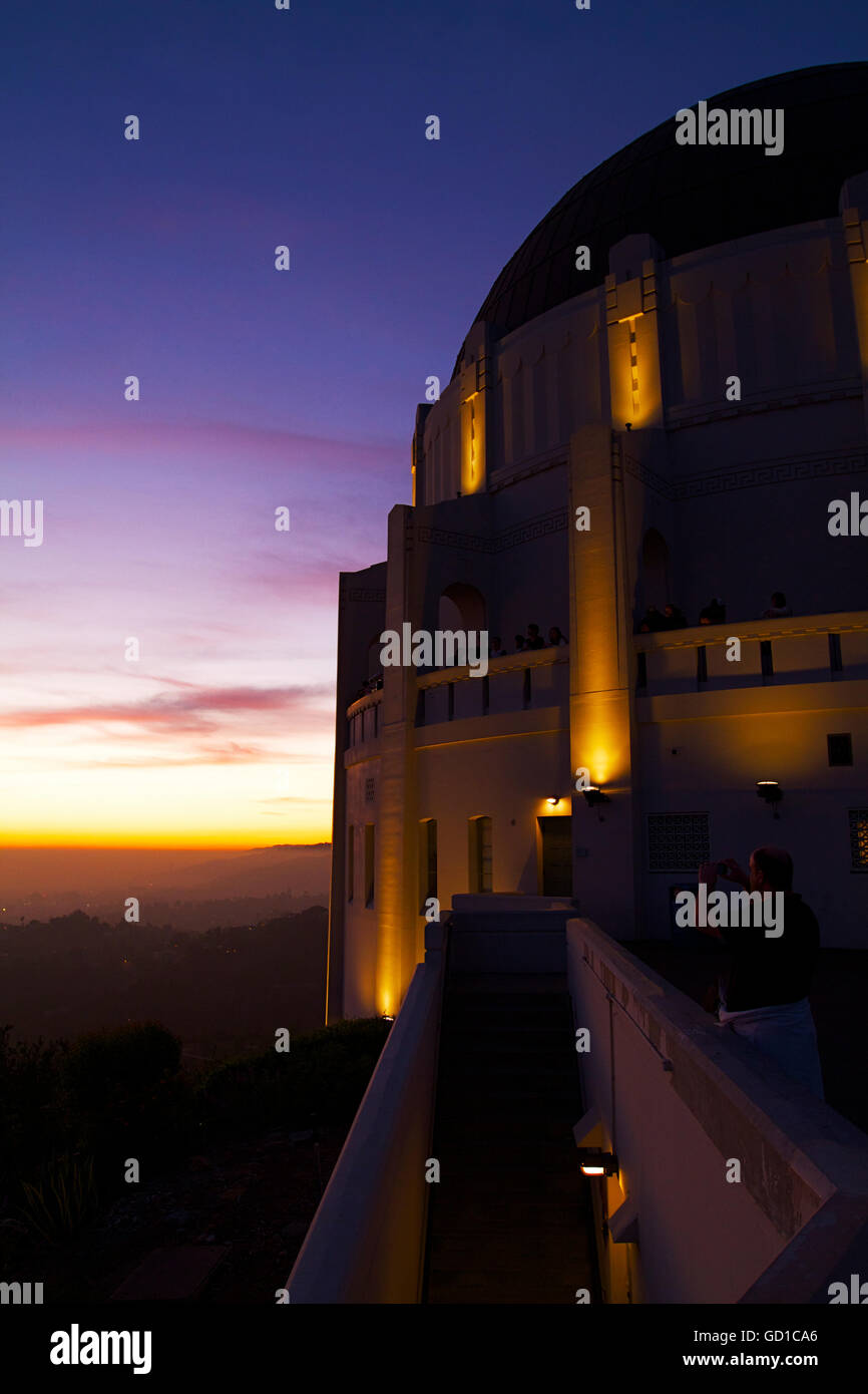 Griffith Observatory in Los Angeles Hollywood California at Sunset ...