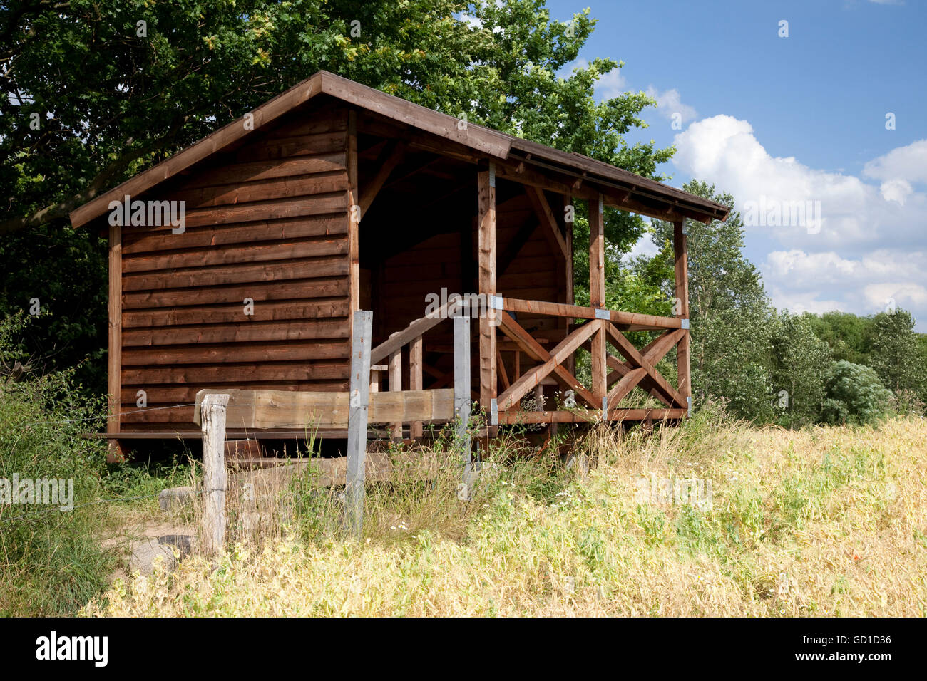 Observation hut on lake Dieksee, Bad Malente-Gremsmuehlen, Holstein ...