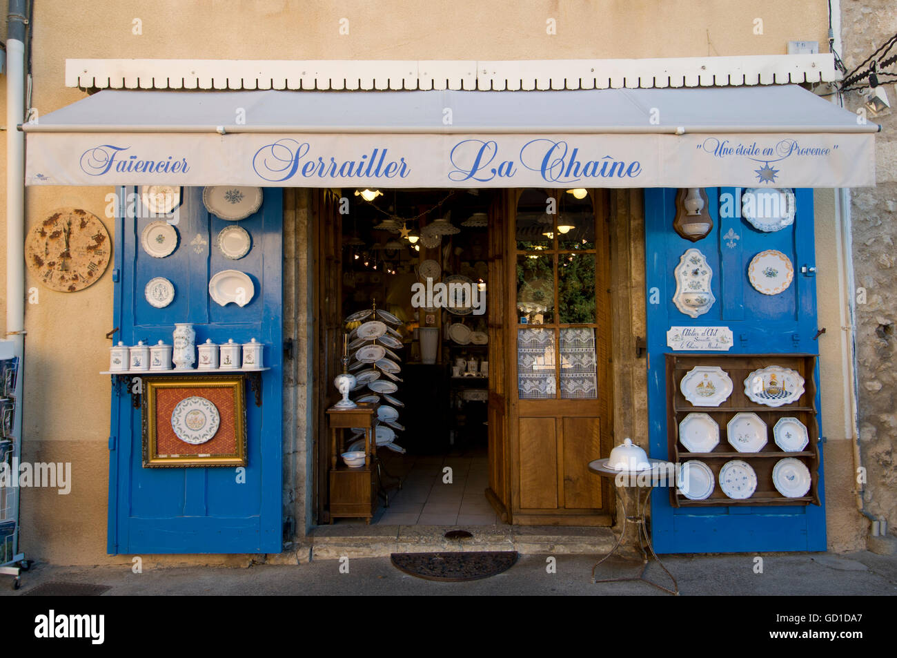 Faience pottery shop, Moustiers-Sainte-Marie, Provence, France, Europe ...