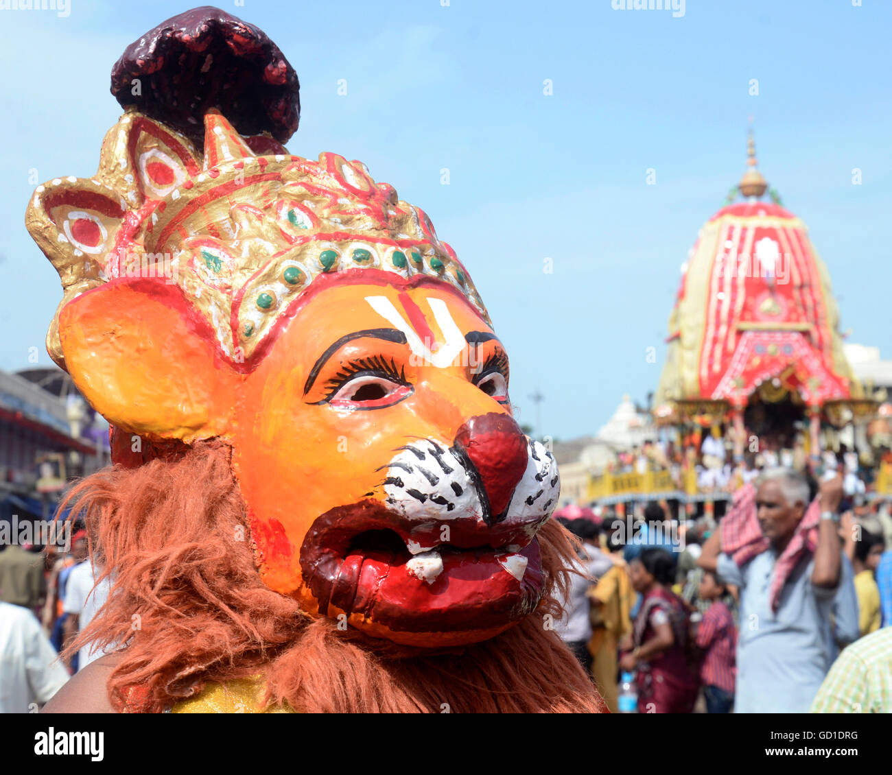 Puri, India. 07th July, 2016. Devotee in Nrusingha attire during the ...