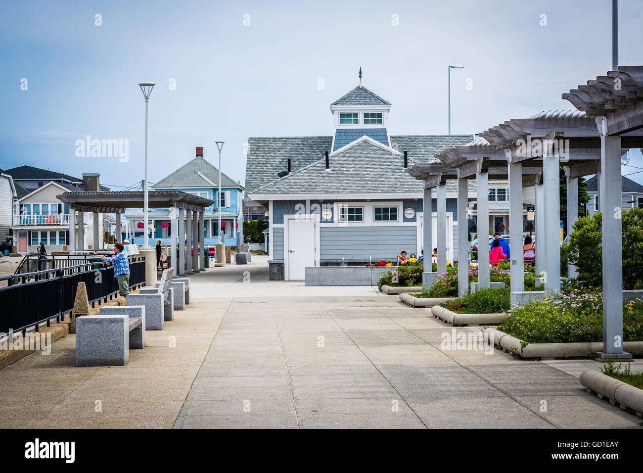 Beachfront boardwalk in Hampton Beach, New Hampshire Stock Photo - Alamy