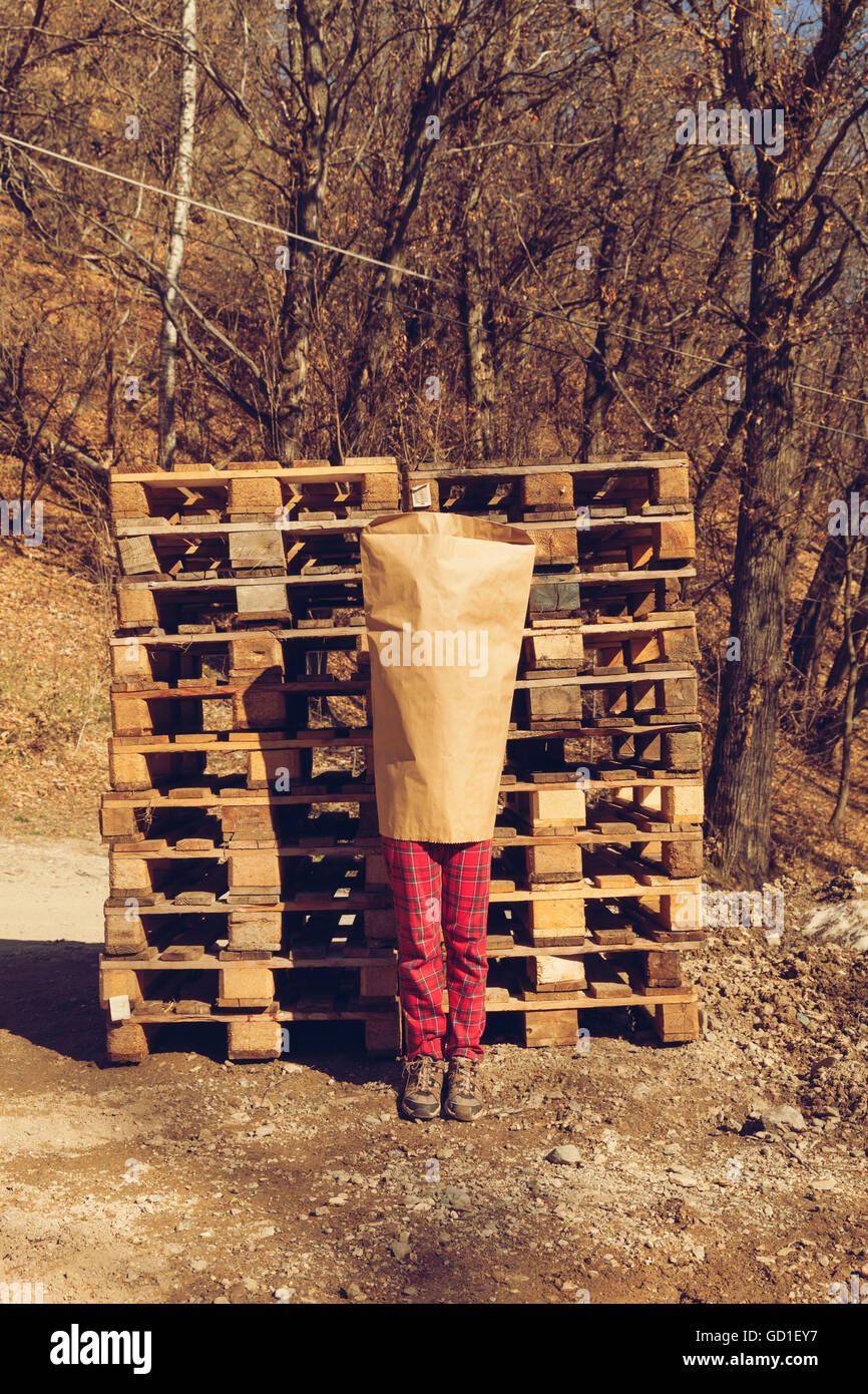 Child bag head hi-res stock photography and images - Alamy