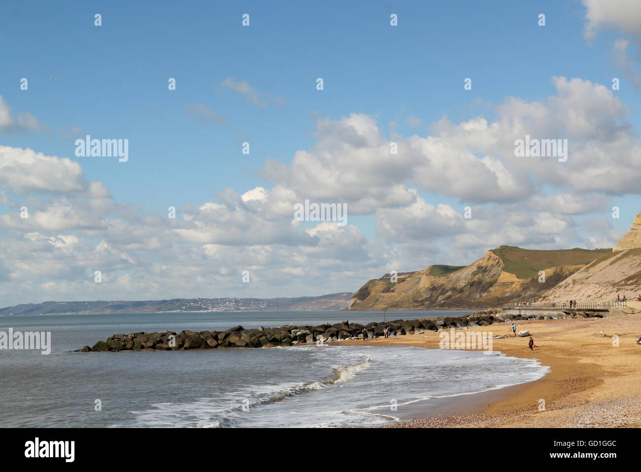 Beach and breakwater,West Bay,Dorset,UK Stock Photo - Alamy