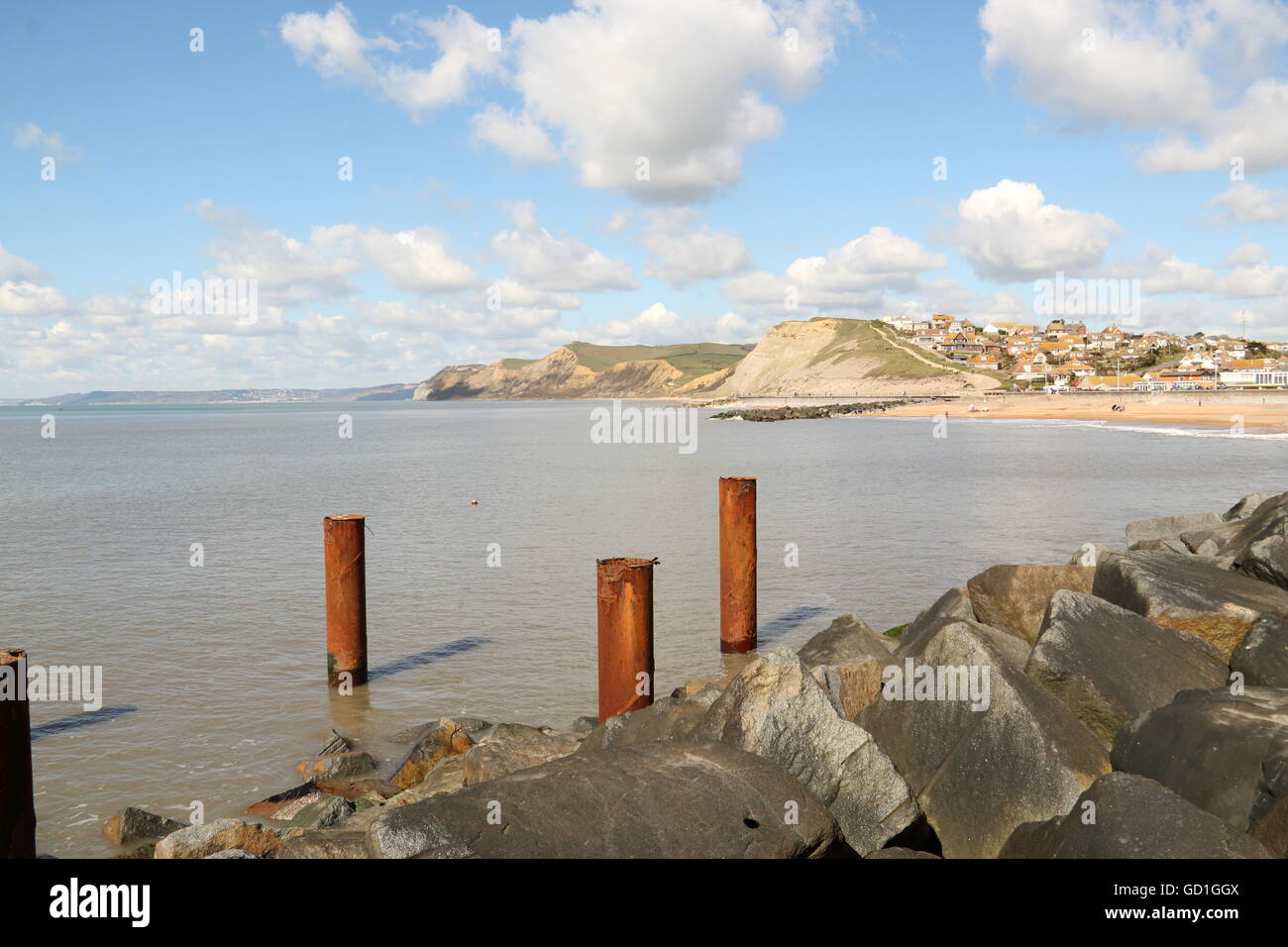 Sea defenses,West Bay,Dorset,UK Stock Photo - Alamy