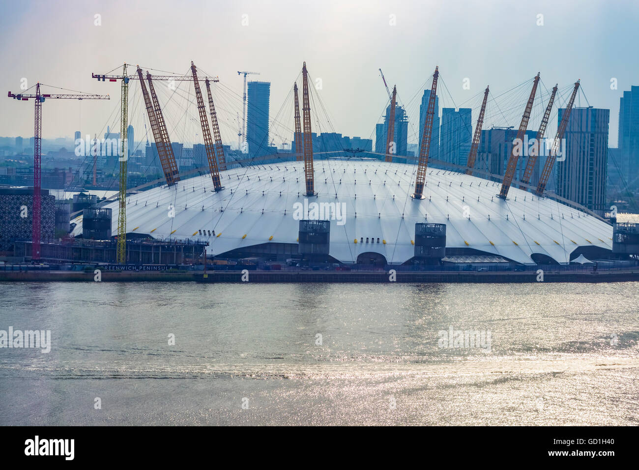 London, England - May 27, 2016: A view of the O2 Arena structure in the ...