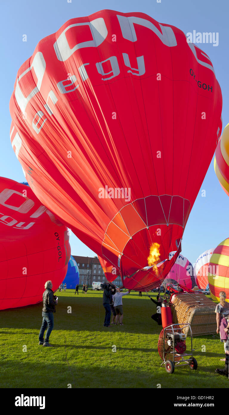Hot air balloons in a commemorative ascension from Rosenborg Palace ...
