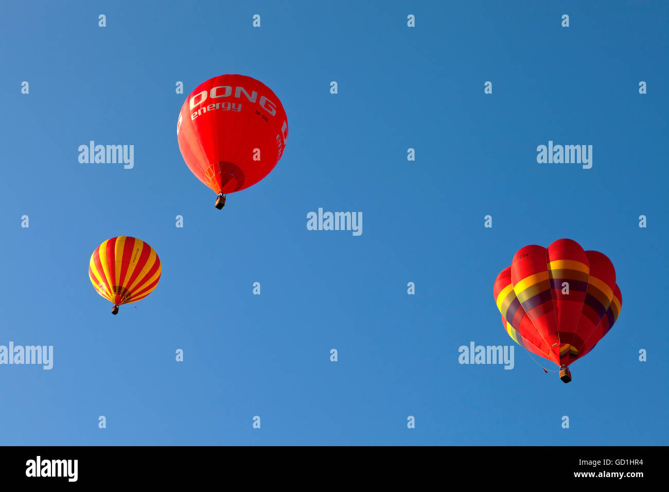 Hot air balloons in a commemorative ascension from Rosenborg Palace ...