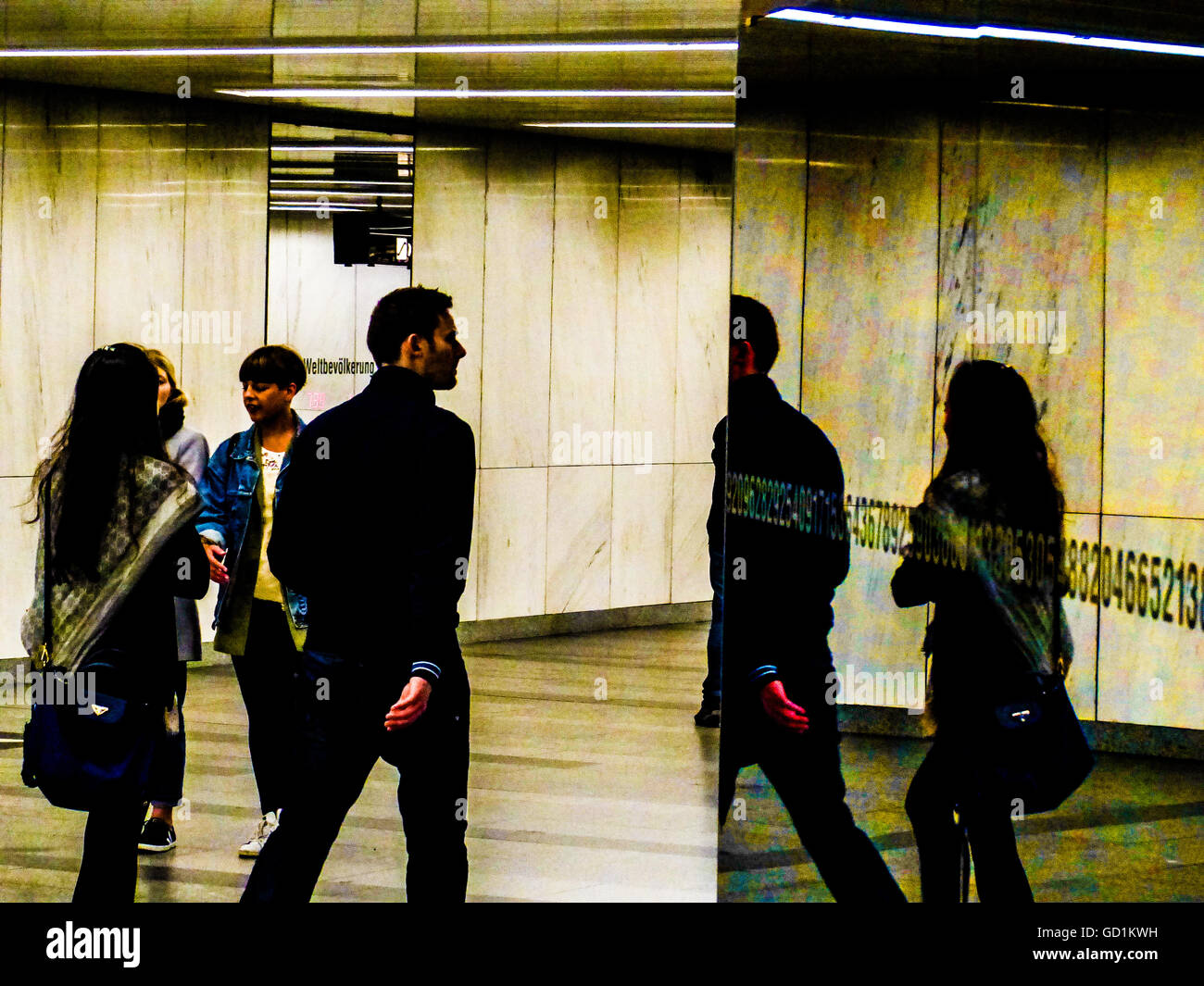 colorful tables and chairs stacked Vienna Austria Stock Photo - Alamy
