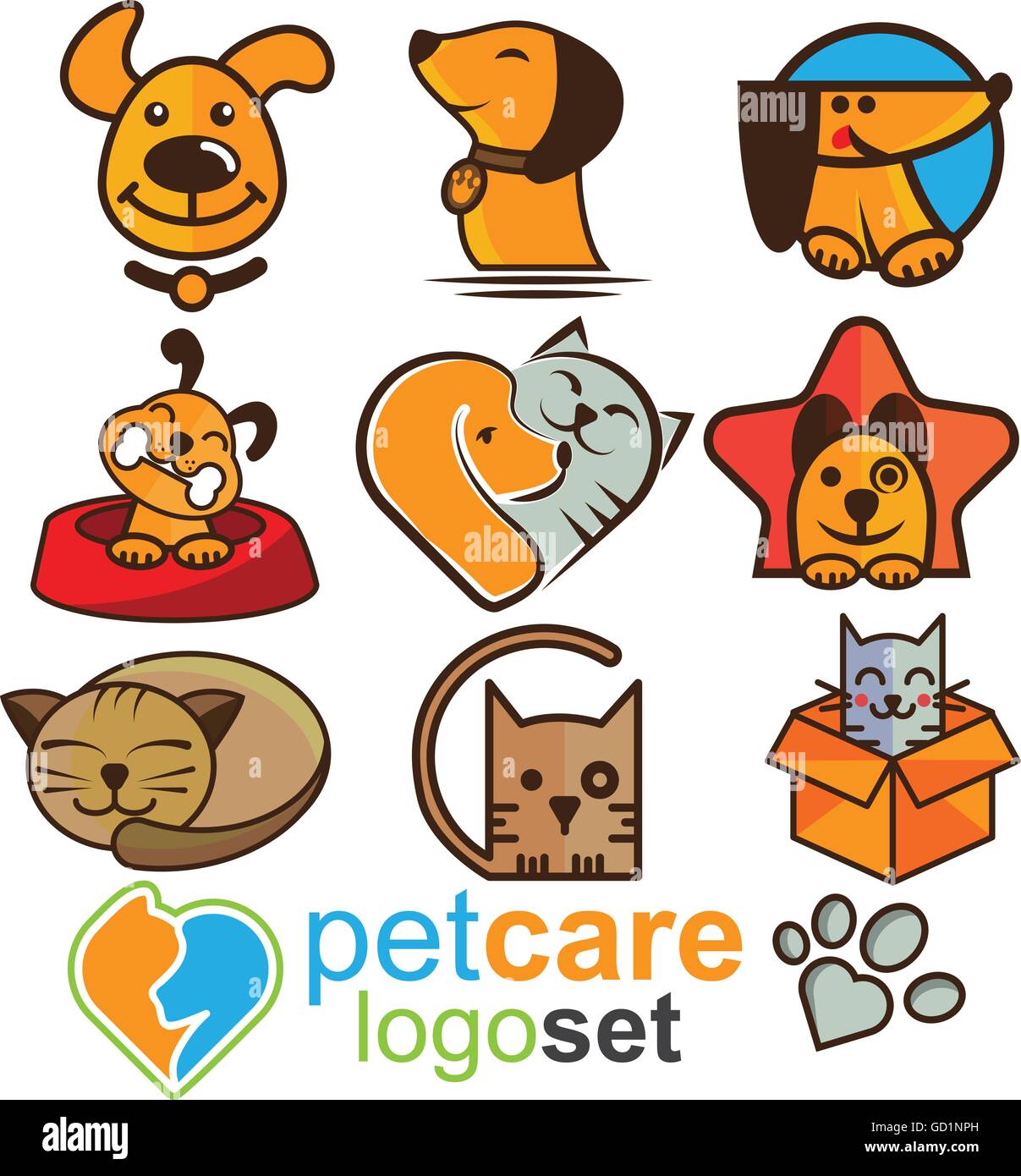 pet care logo set designed in a simple way so it can be use for ...