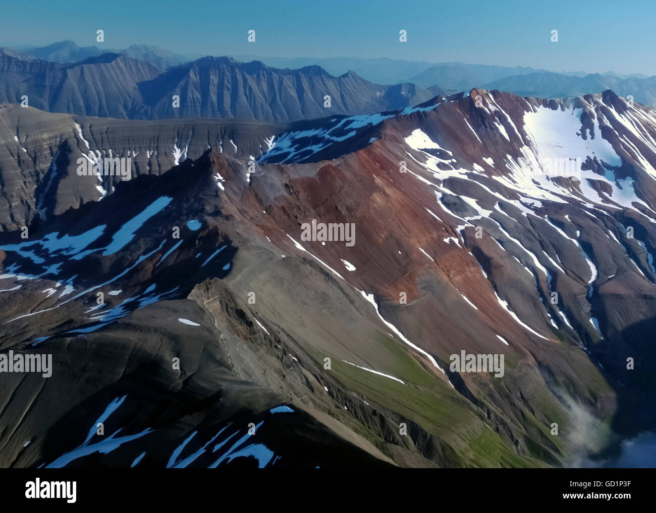 Aerial view of mountains near Port Alsworth, Lake Clark National Park ...