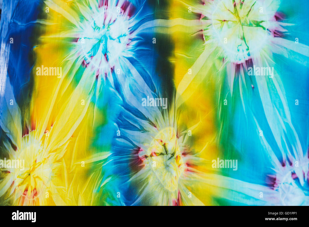 Tie dye fabric for sale at local market; Island of Hawaii, Hawaii ...