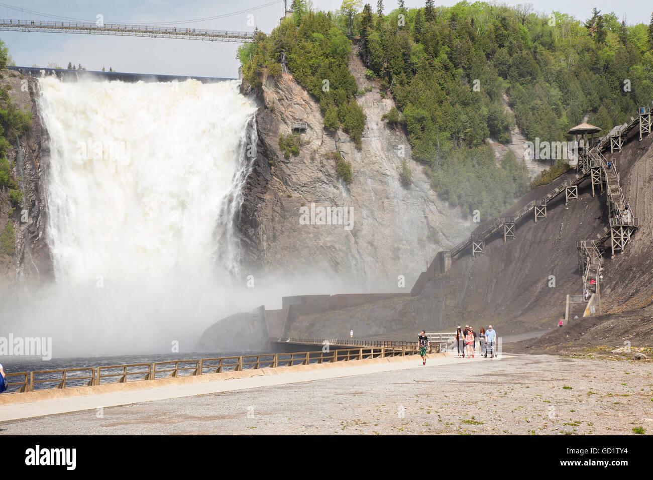 The Montmorency Falls, 84 meters (275 ft) high, are the highest in the ...