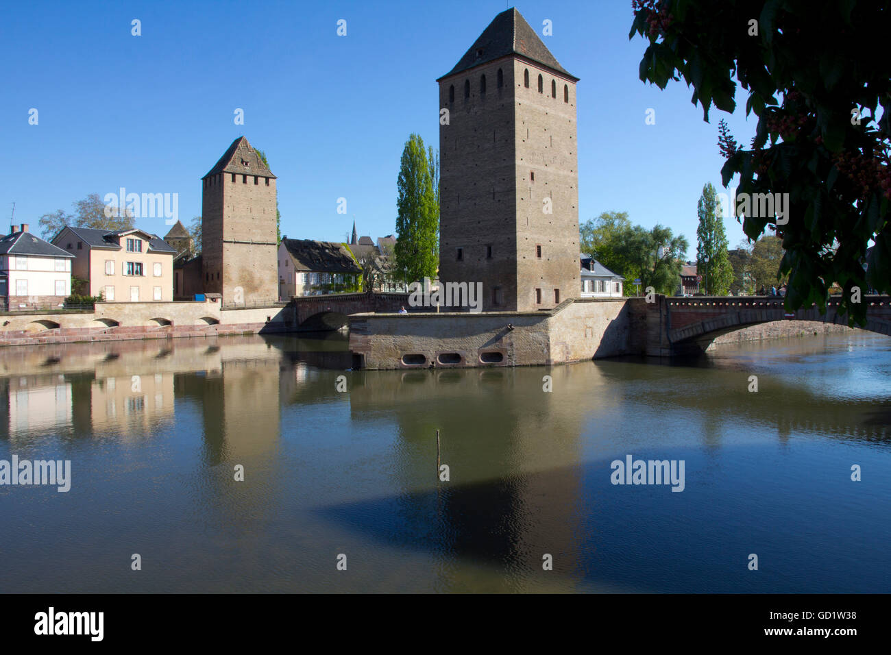 View of Strasbourg's medieval Pont Couvert - covered bridge - from the ...