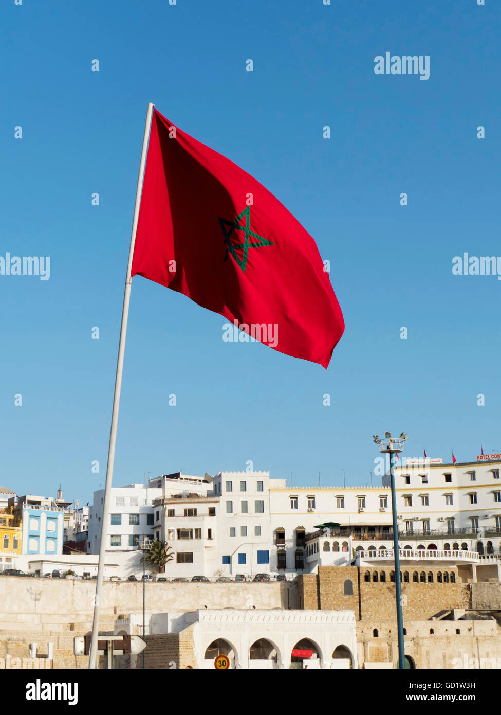Moroccan flag; Tangier, Morocco Stock Photo - Alamy