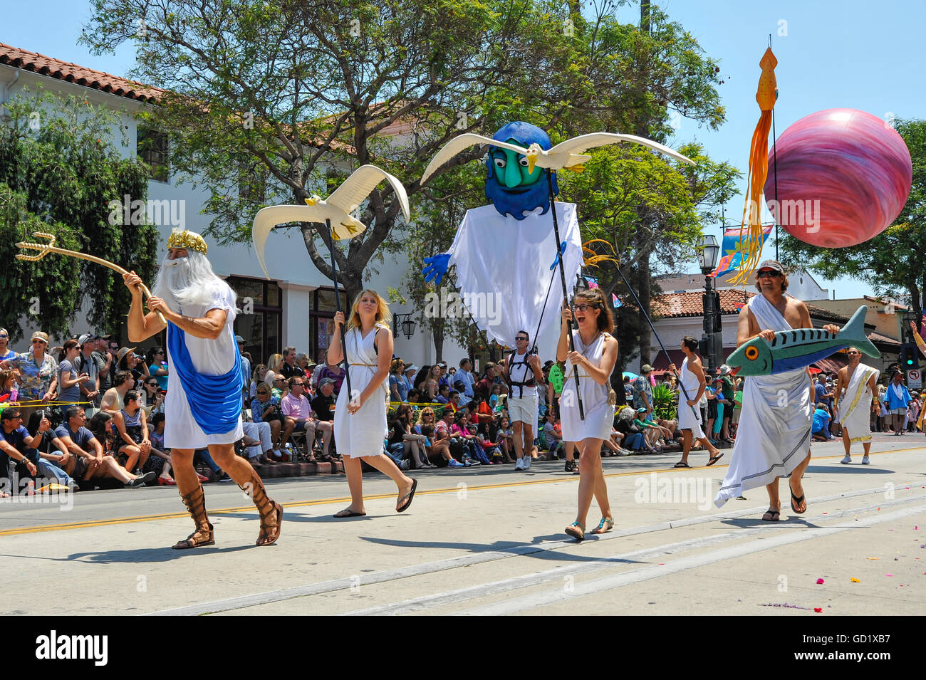 A participant at the yearly "Summer Solstice" parade in Santa Barbara ...