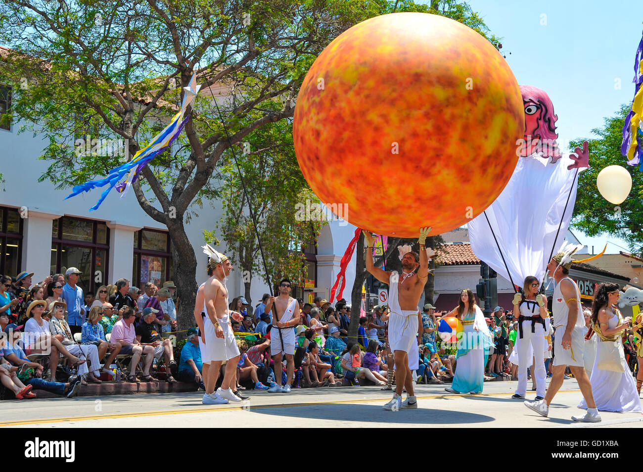 A participant at the yearly "Summer Solstice" parade in Santa Barbara ...