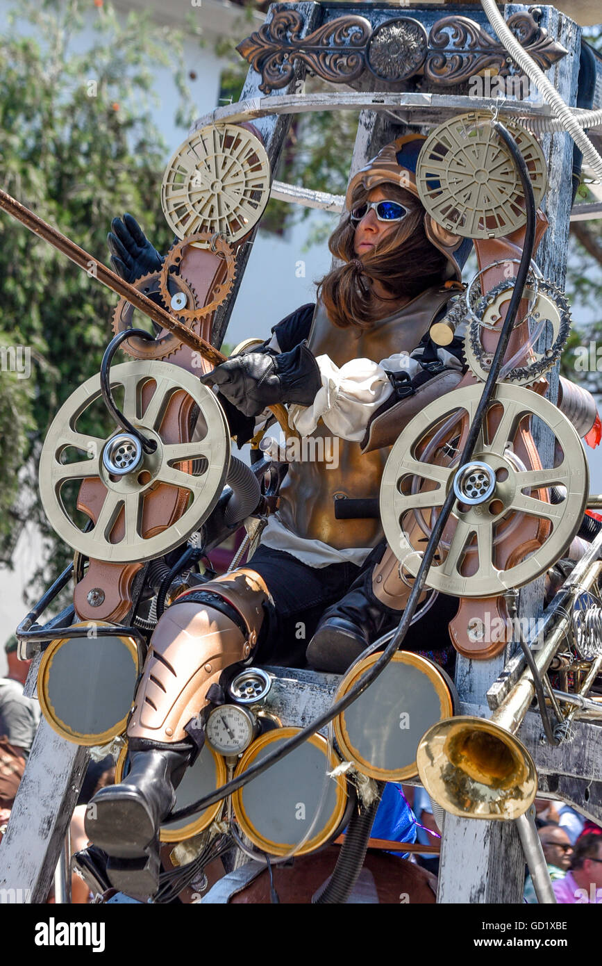 A participant at the yearly "Summer Solstice" parade in Santa Barbara ...