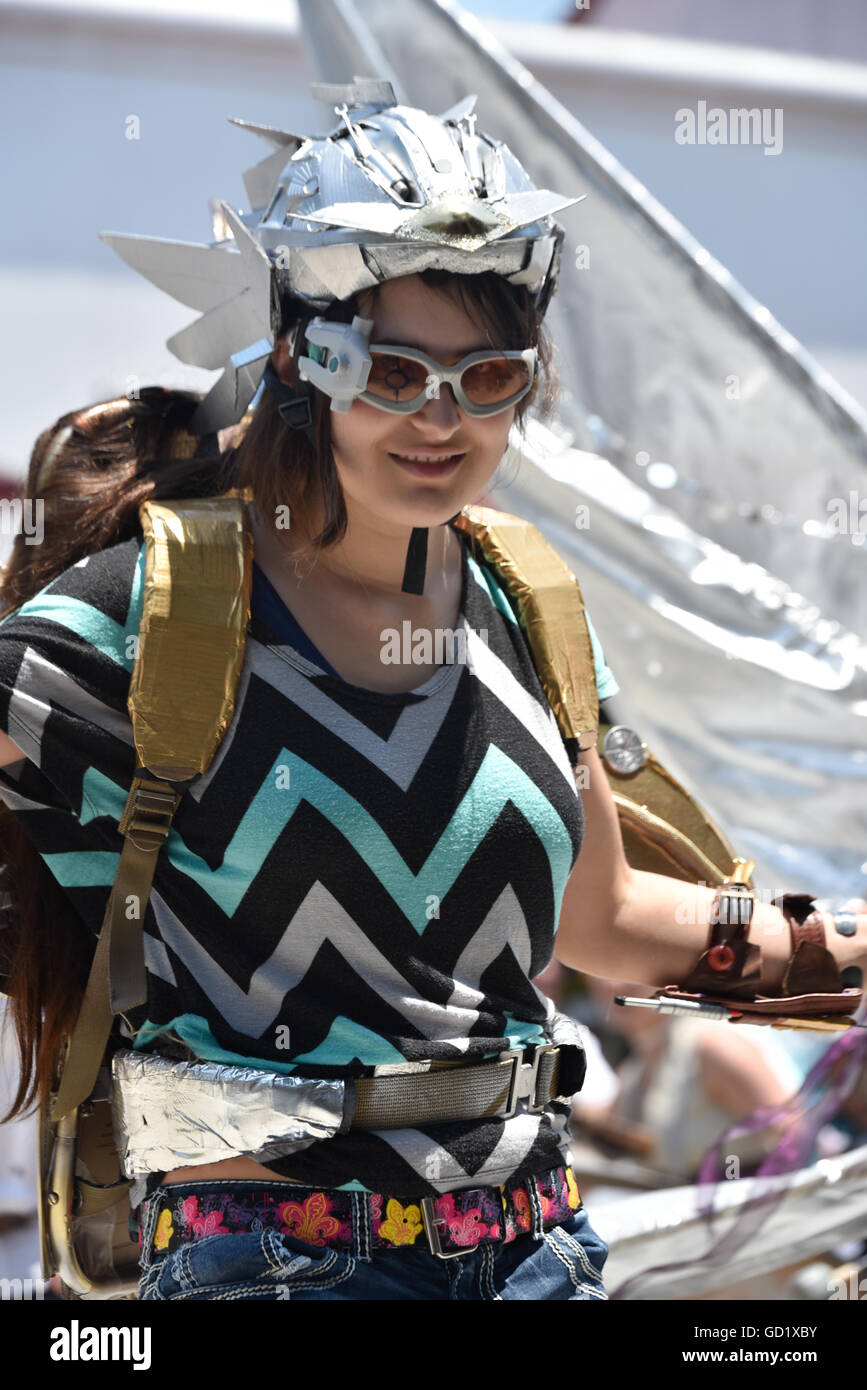 A participant at the yearly "Summer Solstice" parade in Santa Barbara ...