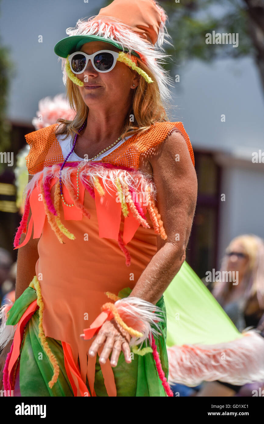 A participant at the yearly "Summer Solstice" parade in Santa Barbara ...