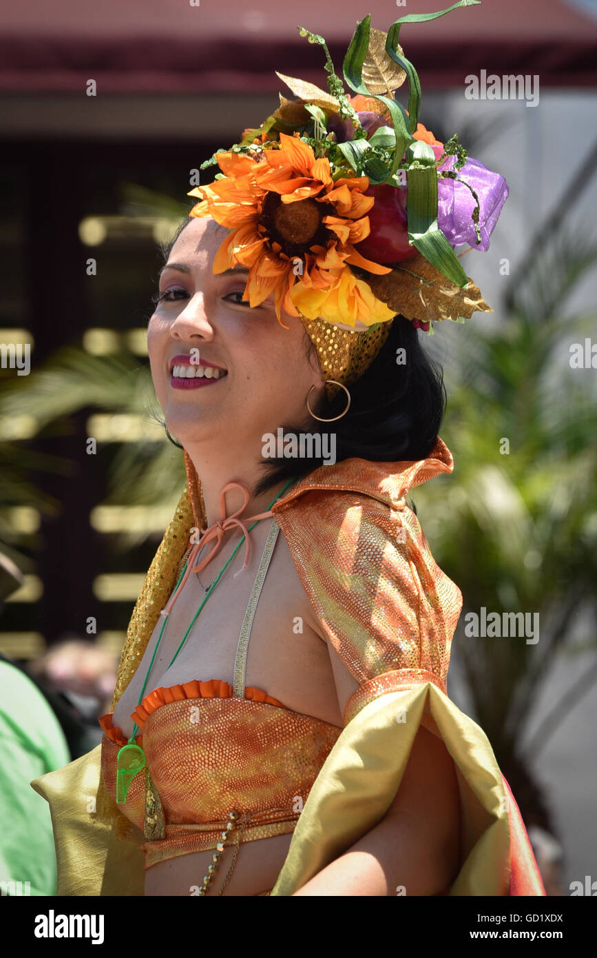 A participant at the yearly "Summer Solstice" parade in Santa Barbara ...