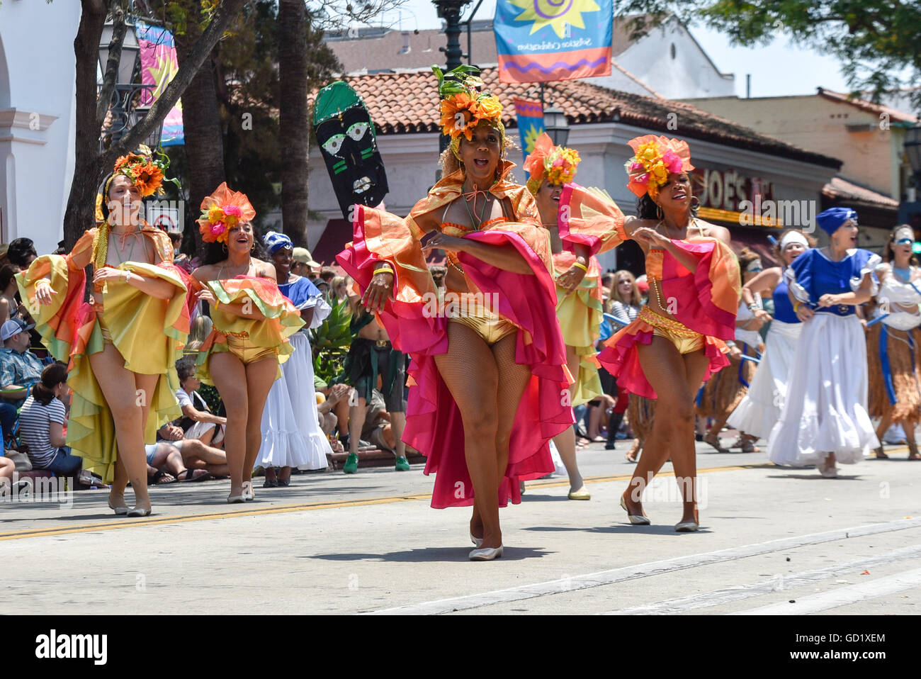 A participant at the yearly "Summer Solstice" parade in Santa Barbara ...