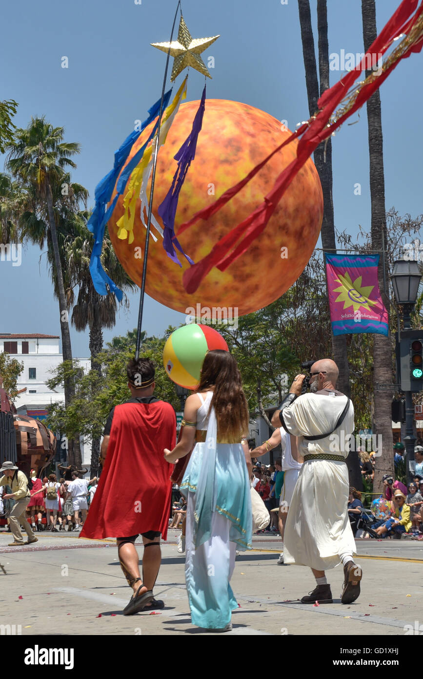 A participant at the yearly "Summer Solstice" parade in Santa Barbara ...